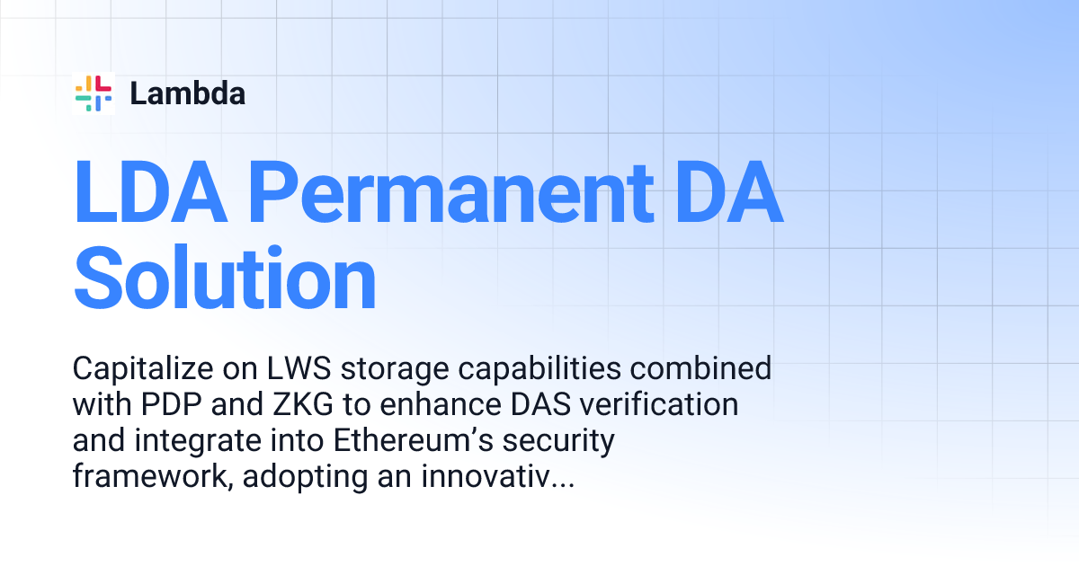 LDA Permanent DA Solution | Lambda